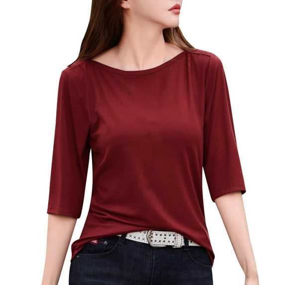 Burgundy Wine T Shirts for Women Fall Summer Short Sleeve Crewneck ...