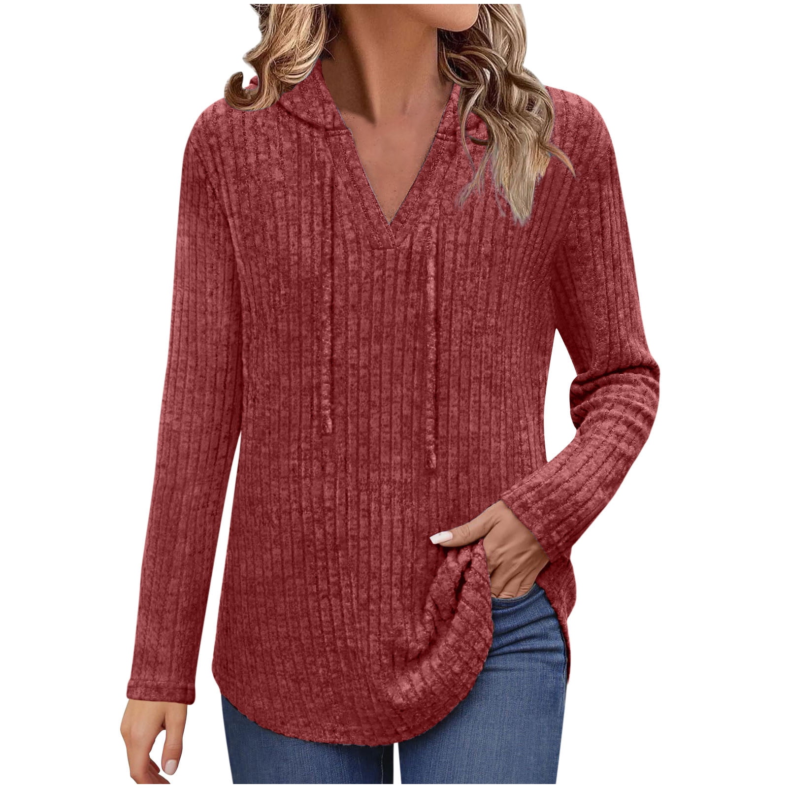 Burgundy Wine Teen Girls Spandex Hoods Coat for Women Long Sleeve ...