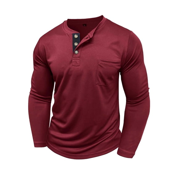 Burgundy Wine Tops for Mens Fall Summer Long Sleeve Crewneck Lounge ...
