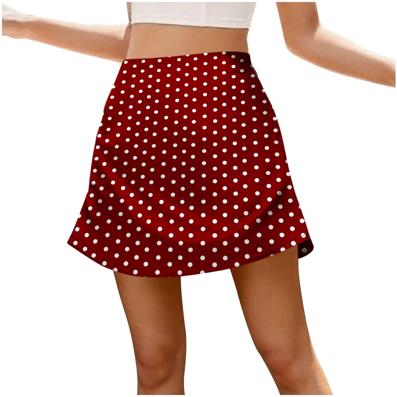 Burgundy Wine Womens Print Skirt for Ladies Faux Satin Silk Brunch A ...