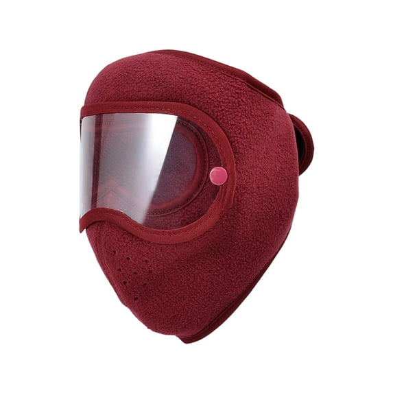 Burgundy Winter Fleece Full Face Mask, Windproof Cycling Face Cover ...
