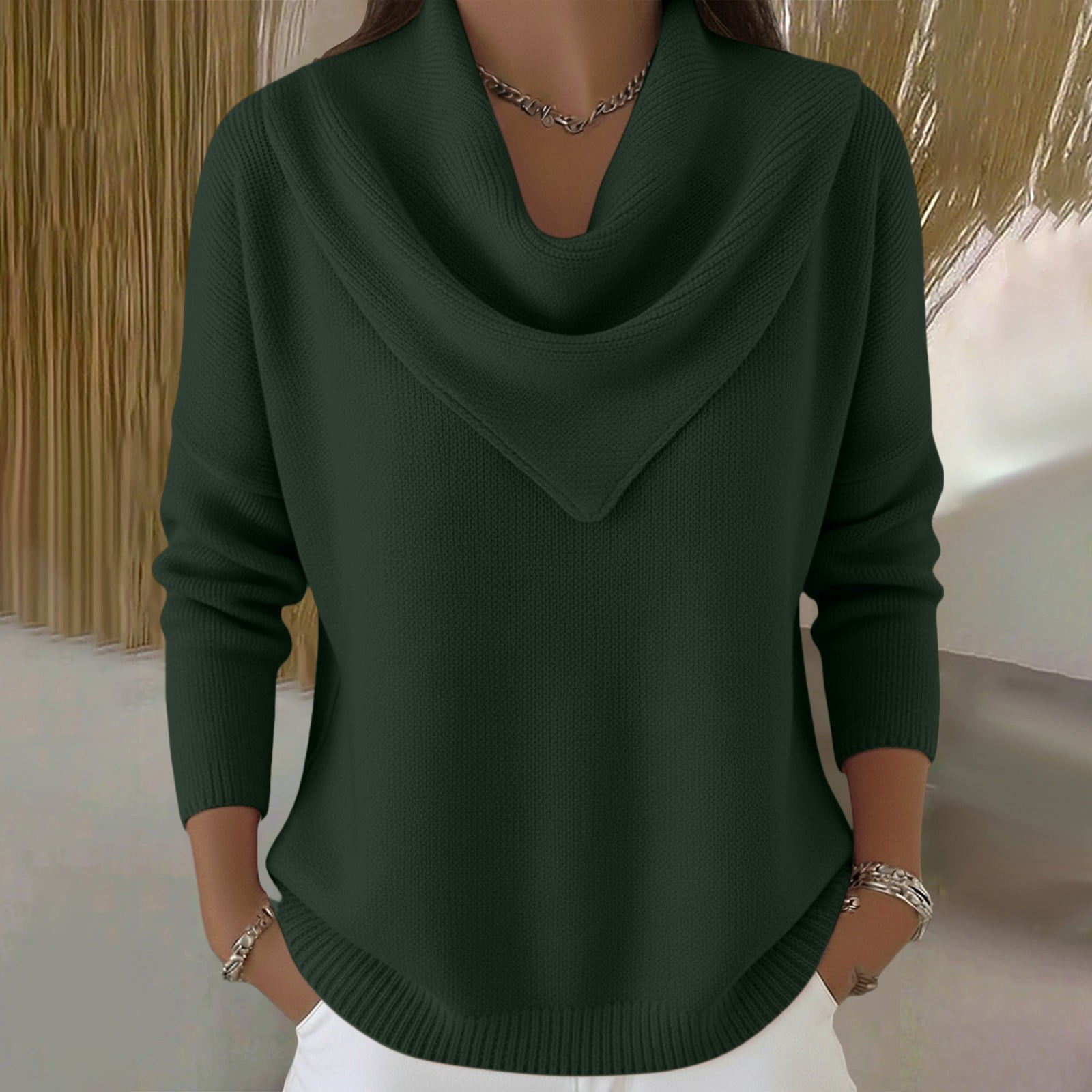 Burgundy Women's Pullover Sweater Multi-color Women's Cowl Neck Sweater ...