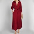 Burgundy Womens Collared Shirt Dress With Belted Waist, Long Sleeve ...