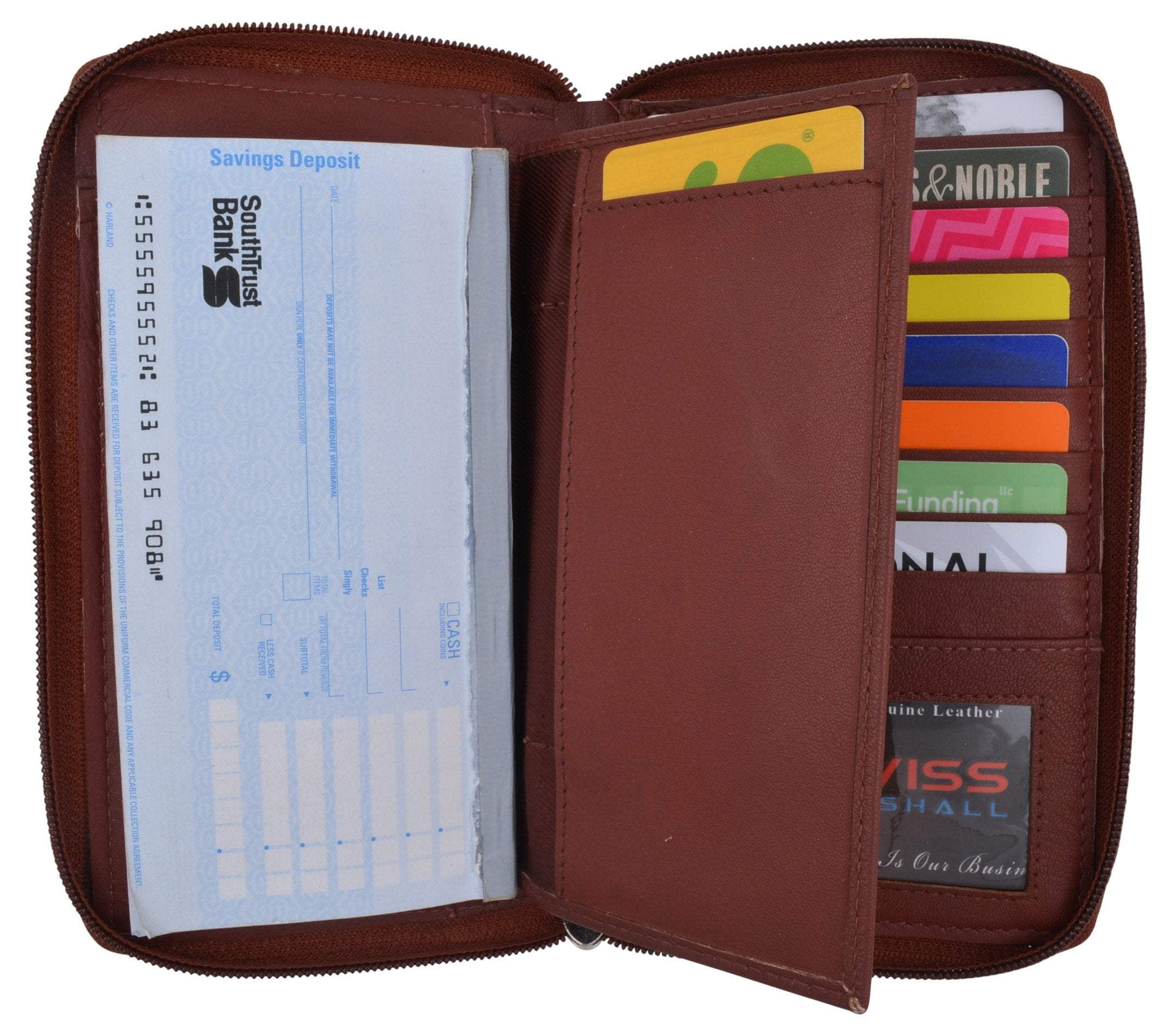 Burgundy Zip around Genuine Leather Checkbook Credit Card ID Holder ...