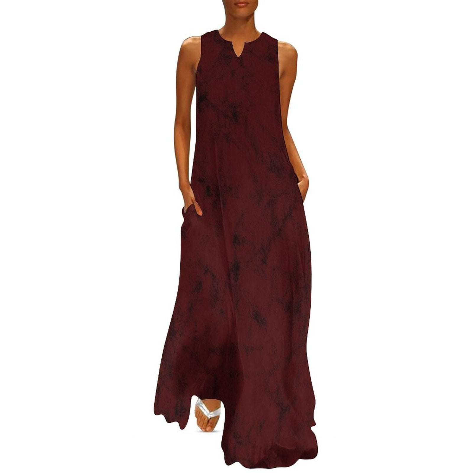 Burgundy and Black Distressed Long Dress clothes for woman prom dress ...