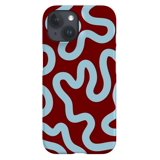 Burgundy and Blue Y2K Swirl Lines Phone Case for iPhone 11 to 17 ...