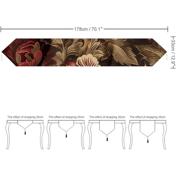 Burgundy and Brown Table Runner, Seasonal Kitchen Dining Table Runner ...