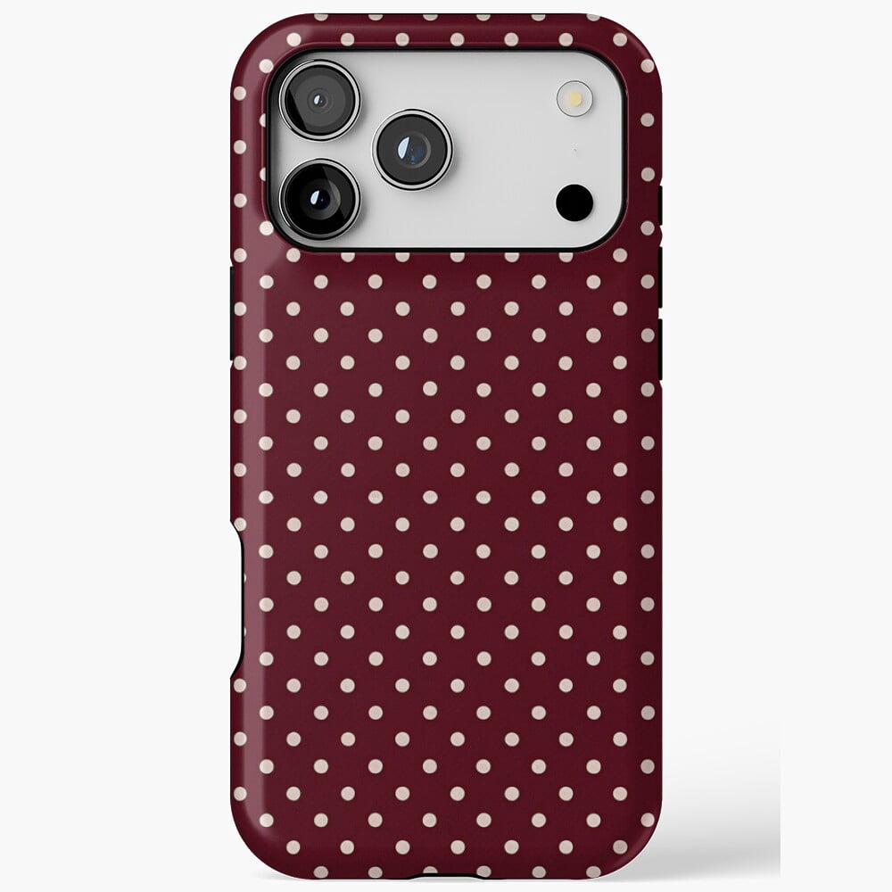 Burgundy and Cream Polka Dot Pattern Phone Case 11 through 17 Pro Max ...