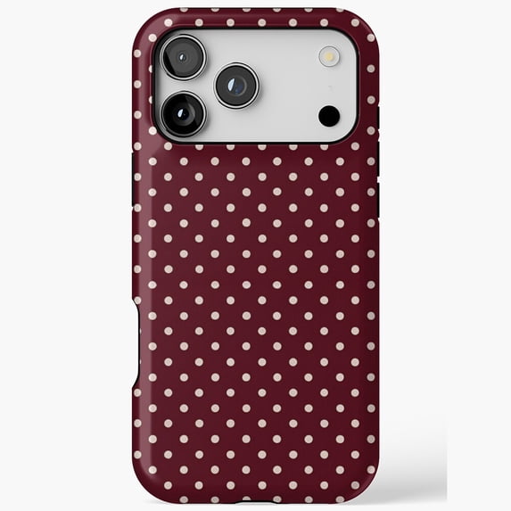 Burgundy and Cream Polka Dot Pattern Phone Case 11 through 17 Pro Max ...