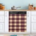 Burgundycreamcheckered Dishwasher Magnet Cover Reuseable Refrigerator ...