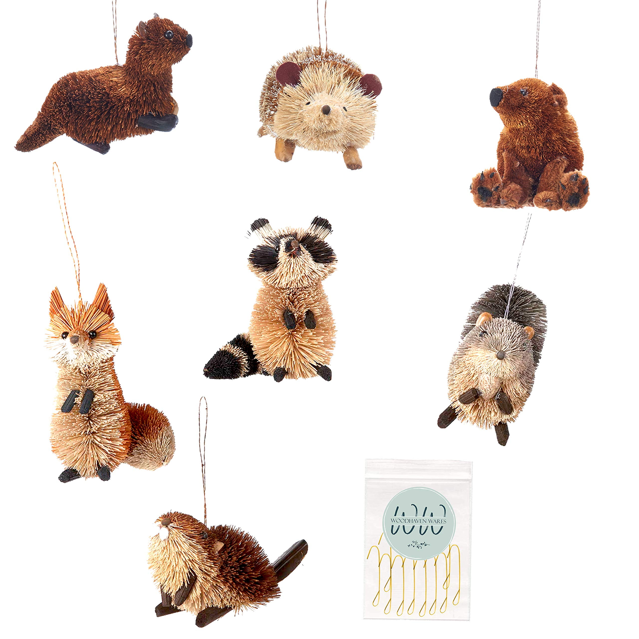 Buri Woodland Animal Ornaments with Hooks, Set of 7 Ornaments - Walmart.com