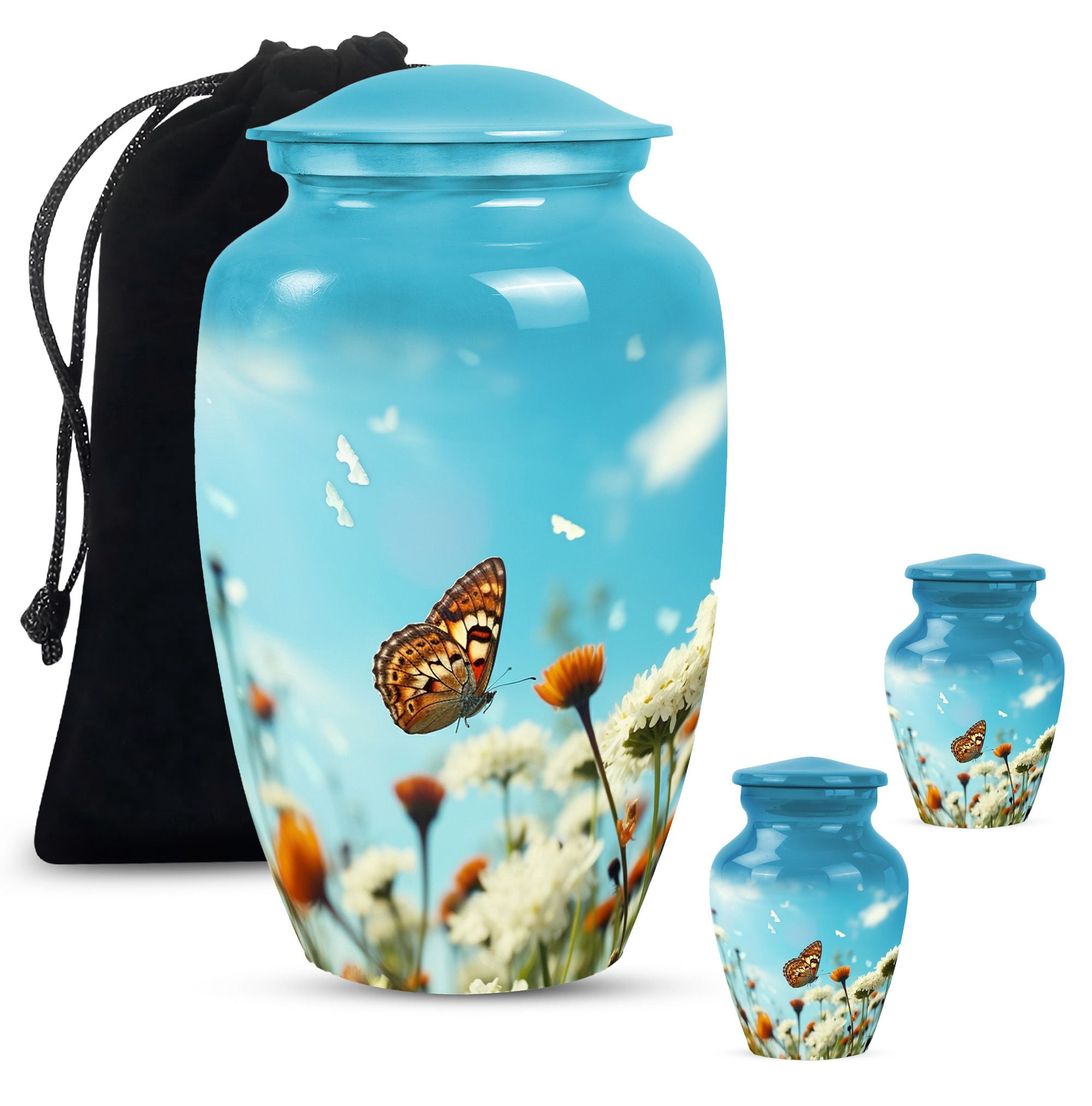 Burial Large Blue Butterfly Urns For Human Ashes Adult man - Cremation ...