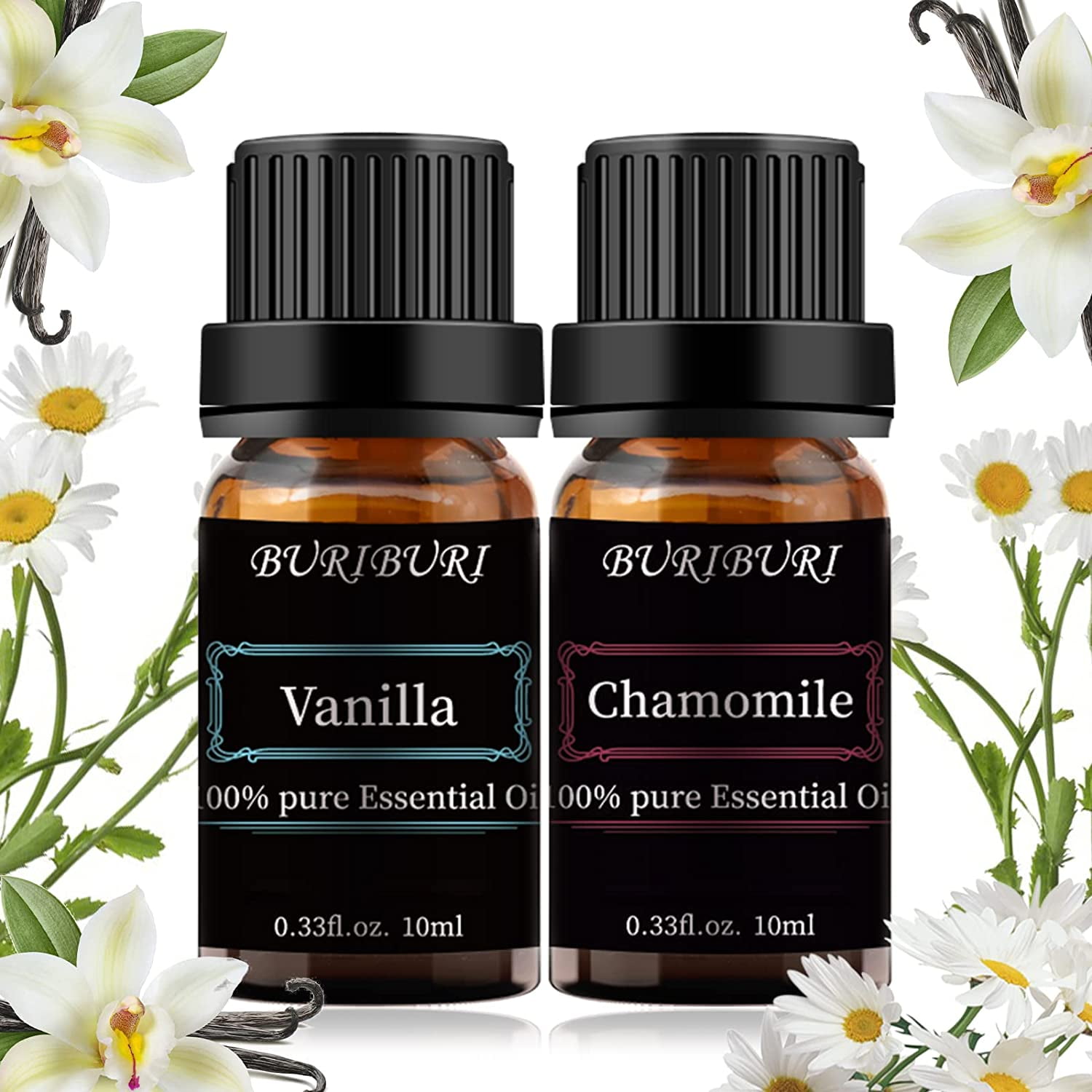 Buriburi Essential Oils Vanilla, Chamomile and Sandalwood Set 10ml(1/3 ...