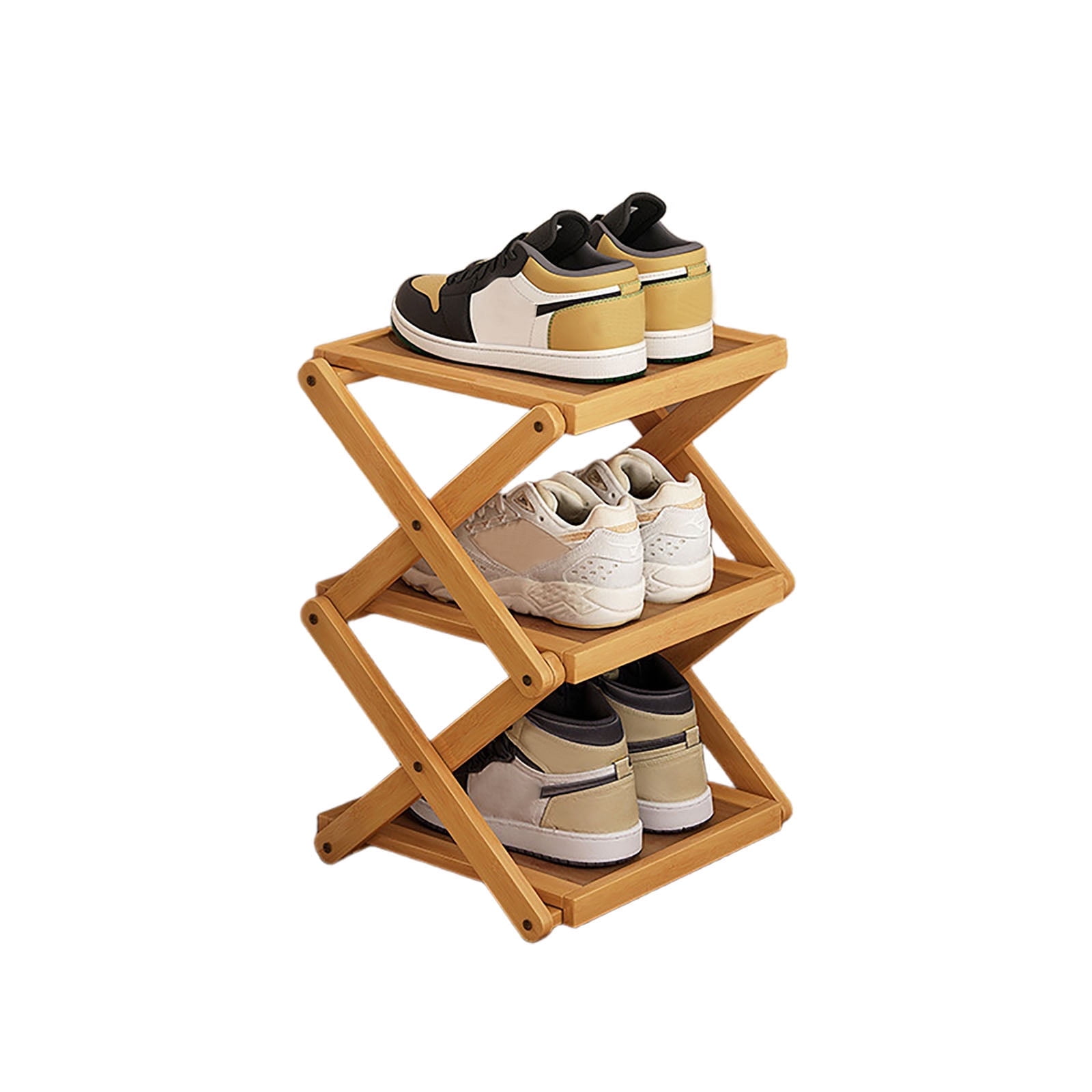 Buric 3 Tier folding Shoe Rack, Wooden Shoe Rack, Freestanding Small ...