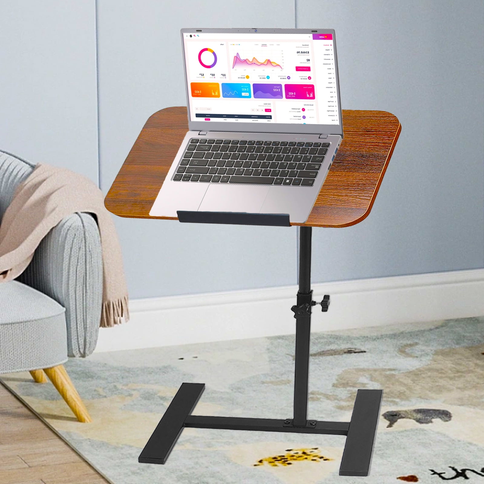 Buric Adjustable Height C Shaped Side Table, 360°Swivel & Flip Top C ...