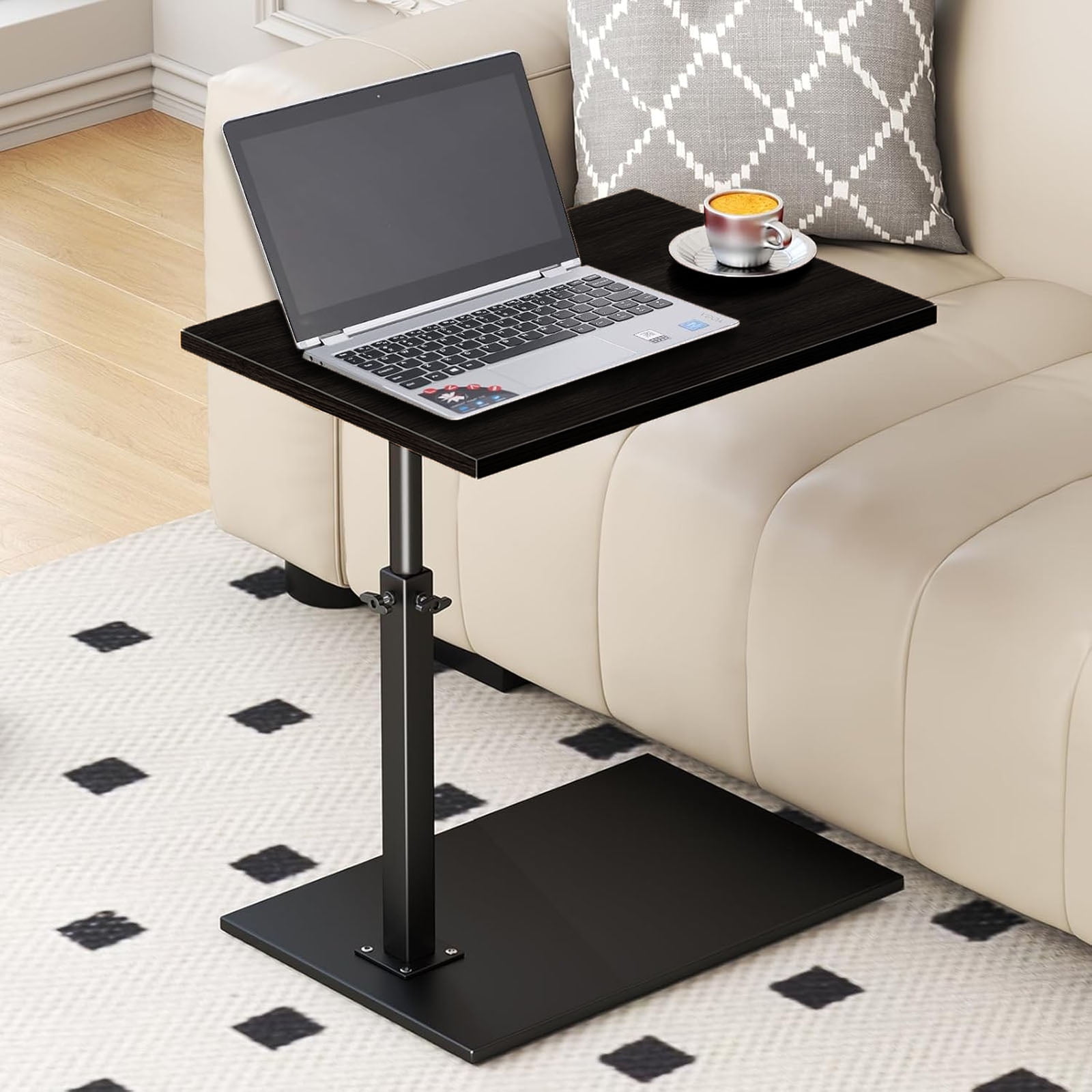 Buric C Shaped Side Table End Table, 360° Swivel and Adjustable Height ...