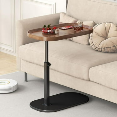 Tribesigns Movable Height Adjustable C Table with Wheels, Sofa Bedside ...