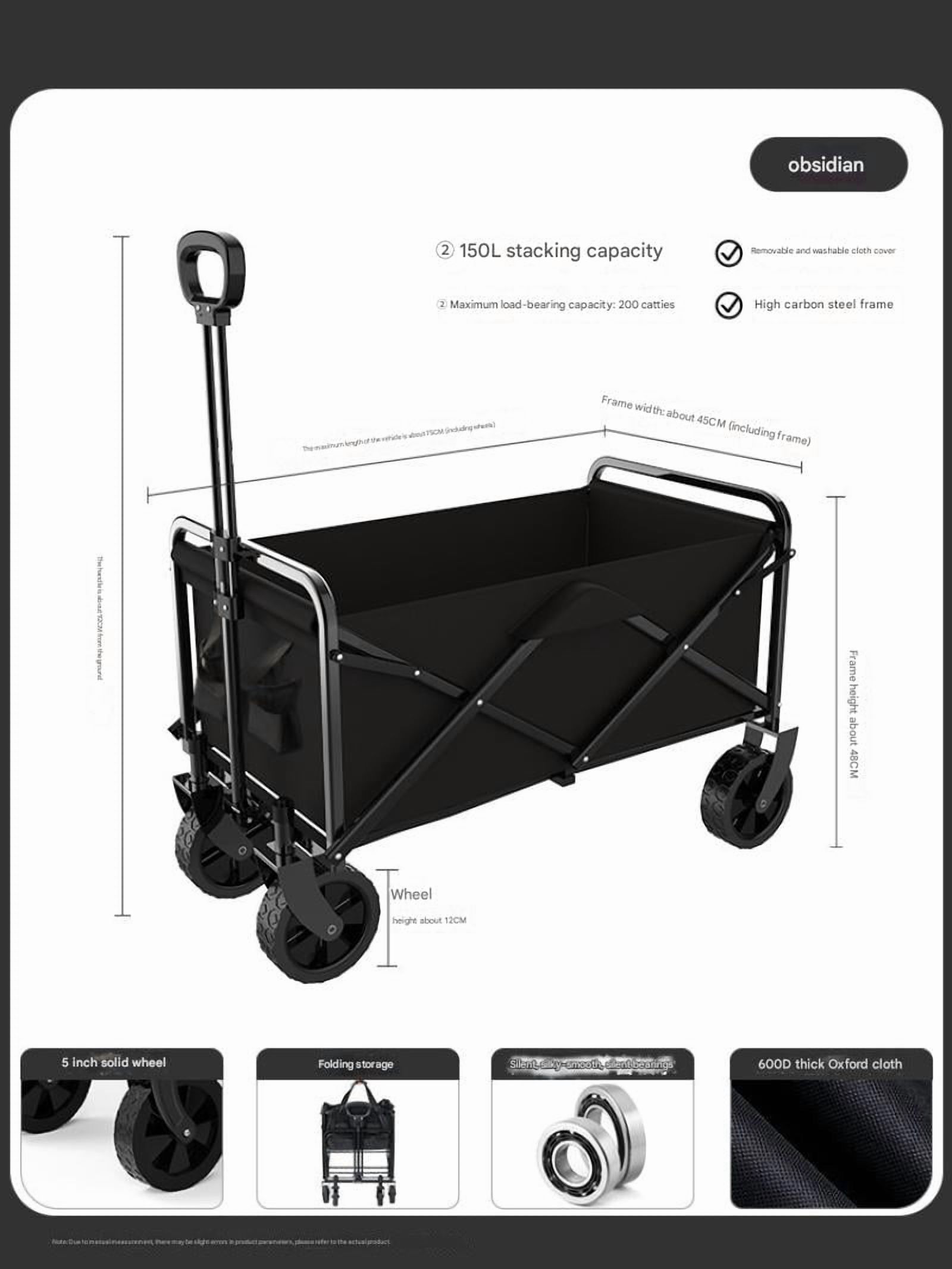 Buric Collapsible Wagon with Wheels Foldable, 200LBS Portable Heavy ...