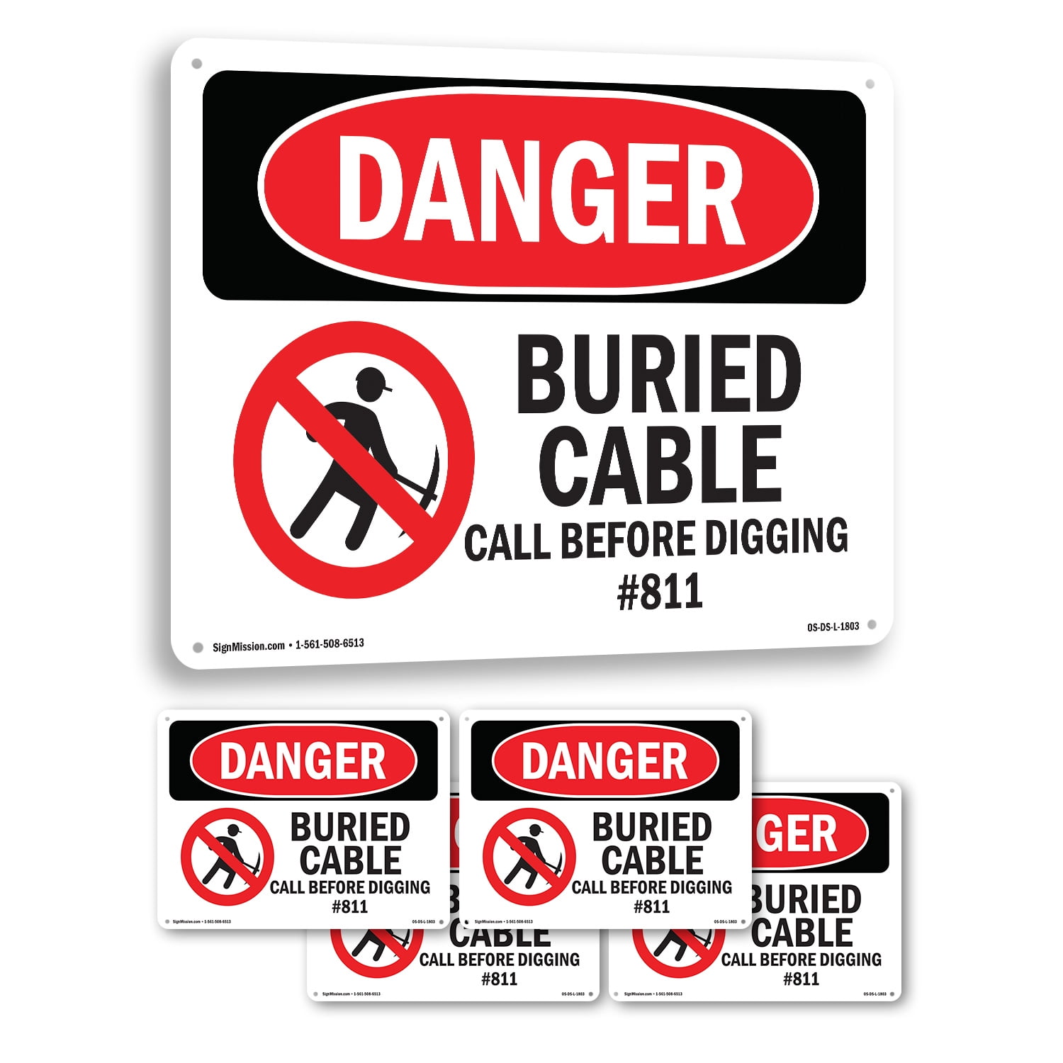 Buried Cable Call Before Digging #811 OSHA Danger Rigid Plastic Sign 24 ...