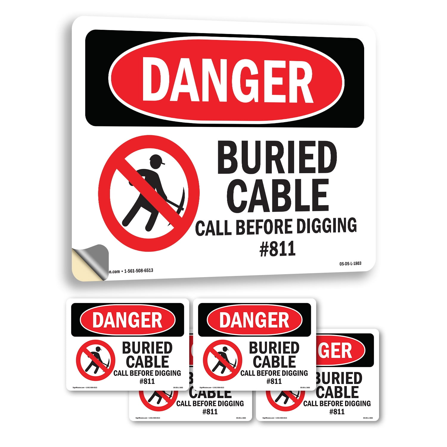 Buried Cable Call Before Digging #811 OSHA Danger Vinyl Decal Label 10 ...