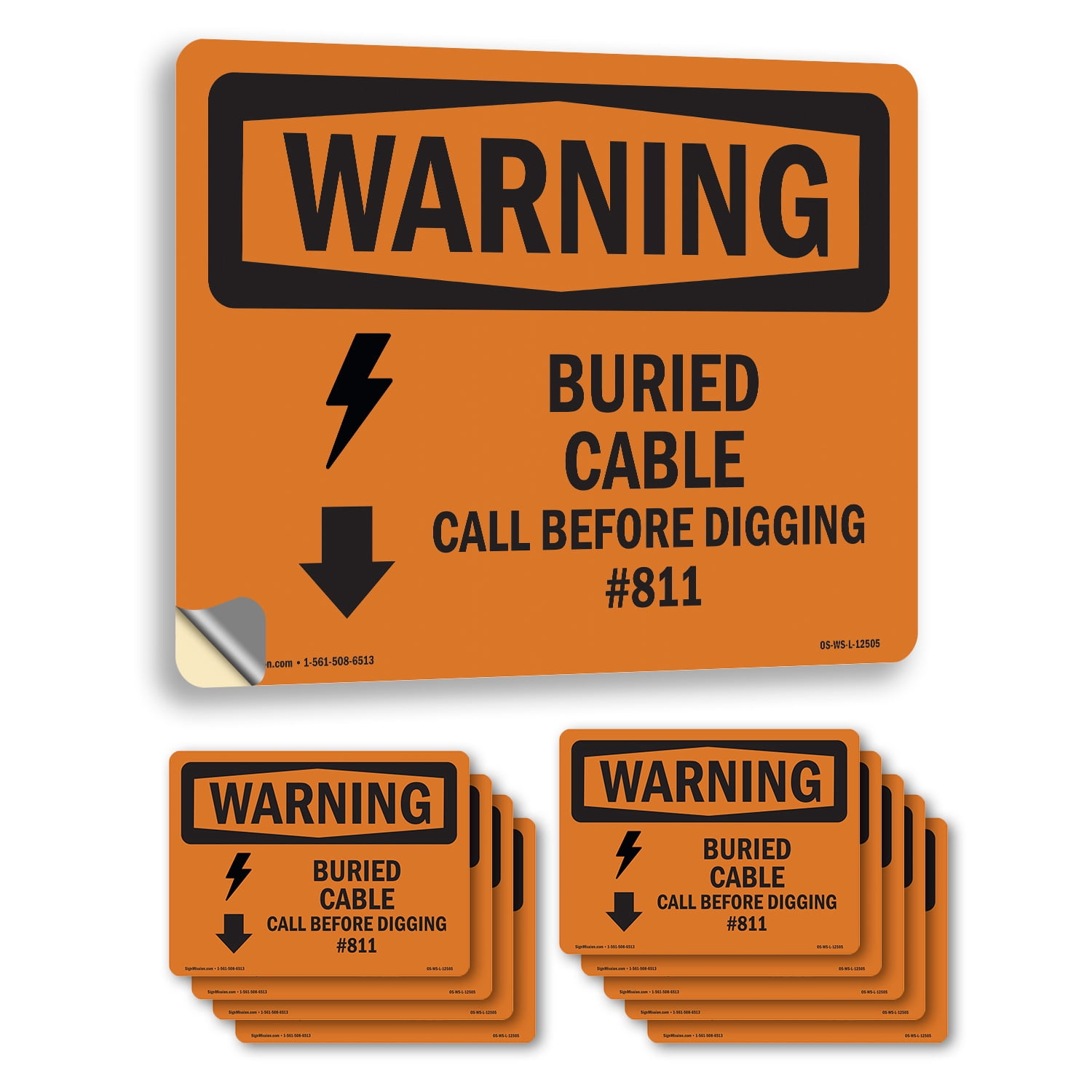 Buried Cable Call Before Digging #811 OSHA WARNING Vinyl Decal Label 18 ...