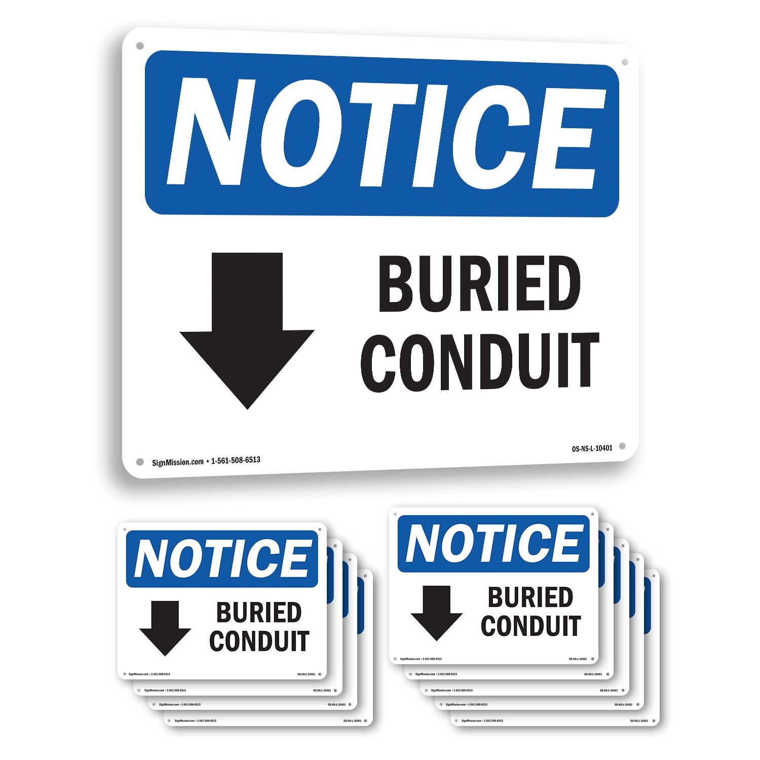 Buried Conduit [Down Arrow] OSHA Notice Aluminum Sign 10 Inch x 7 Inch ...