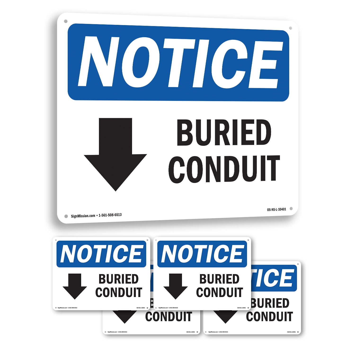 Buried Conduit [Down Arrow] OSHA Notice Aluminum Sign 10 Inch x 7 Inch ...