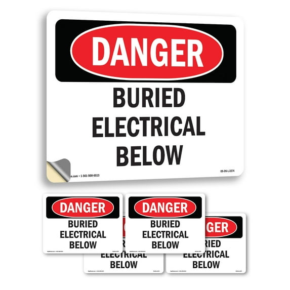 Buried Electrical Below OSHA Danger Vinyl Decal Label 10 Inch x 7 Inch ...