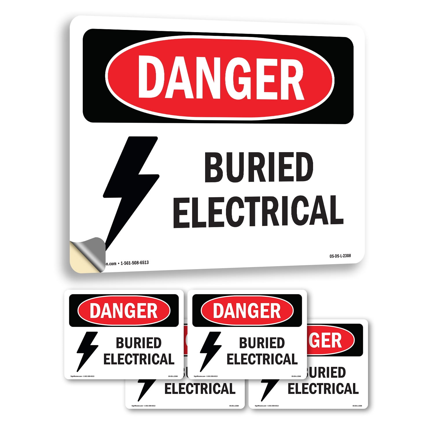 Buried Electrical OSHA Danger Vinyl Decal Label 10 Inch x 7 Inch - 5 ...