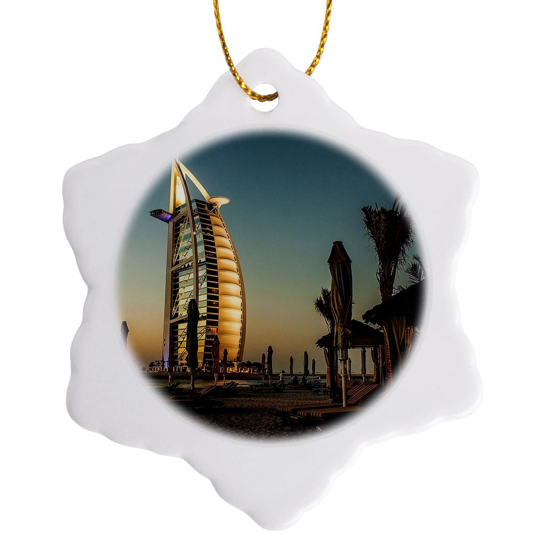 3drose, Burj Al Arab, 3 inch Snowflake Porcelain Ornament - Walmart.com