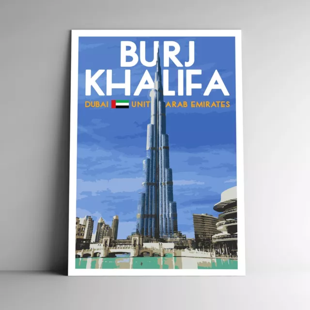 Burj Khalifa Travel Poster Dubai Uae United Arab Emirates Posters NO ...
