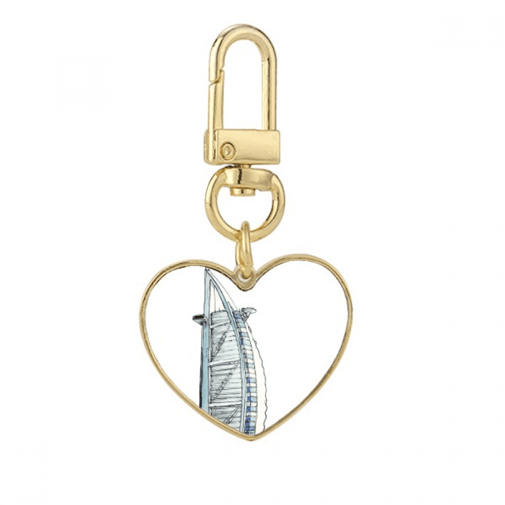 Burj al-Arab luxury hotel Dubai Gold Heart Keychain Metal Keyring ...