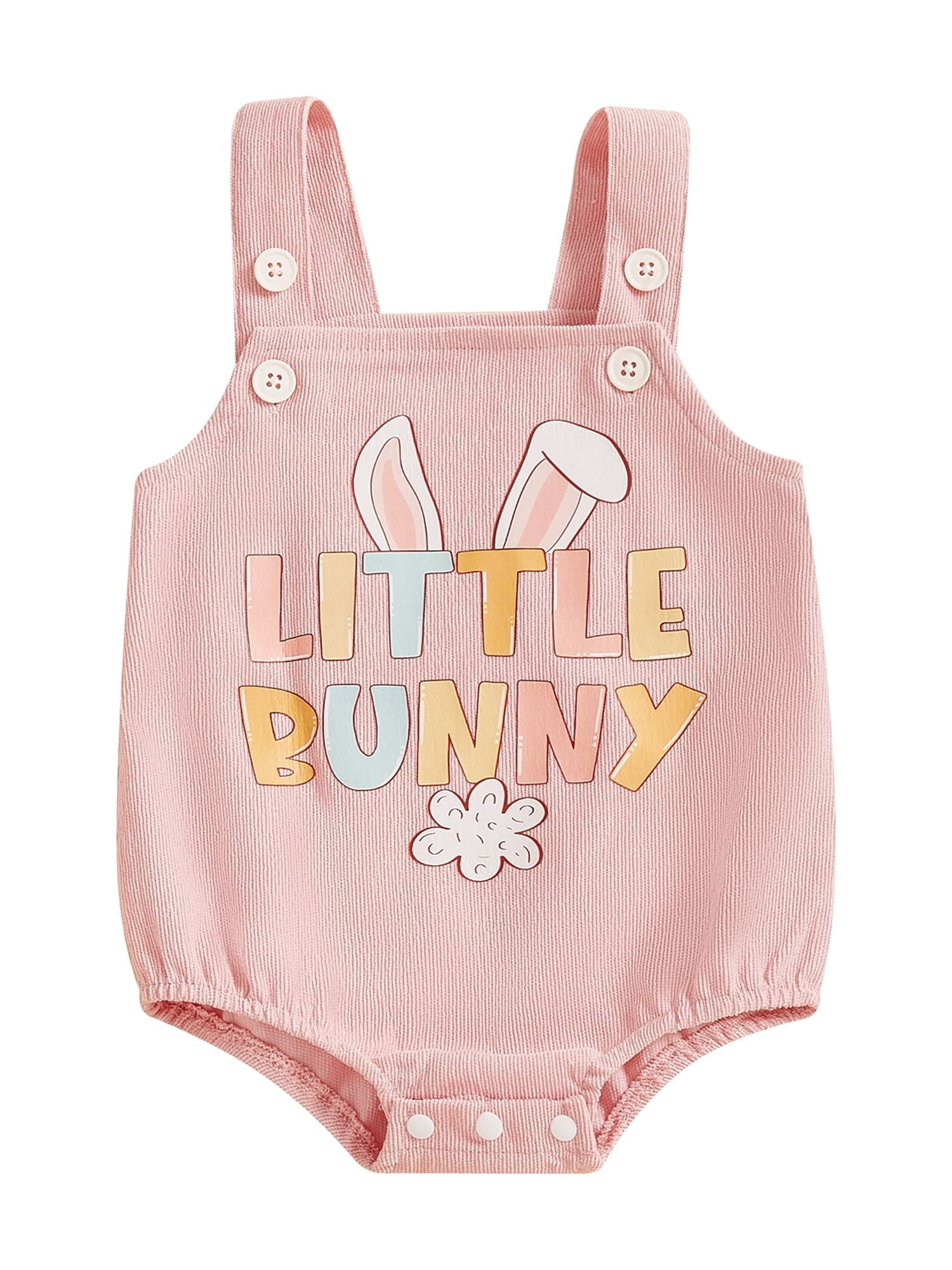 Burkashear Baby Easter Overalls Romper Bunny Bow Sleeveless Bodysuit ...