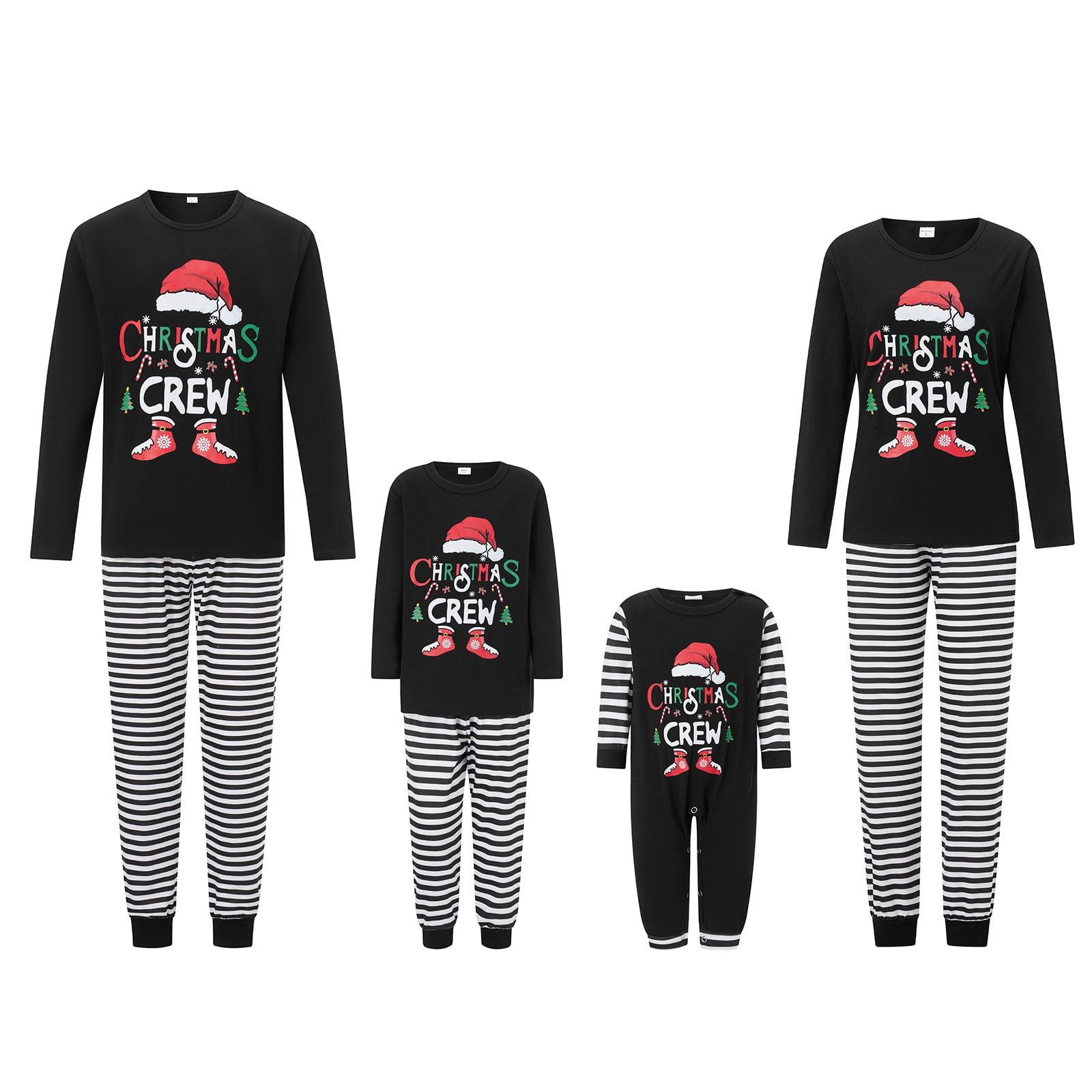 Burkashear Family Matching Christmas Pajamas Set Letter Stripe Hat ...