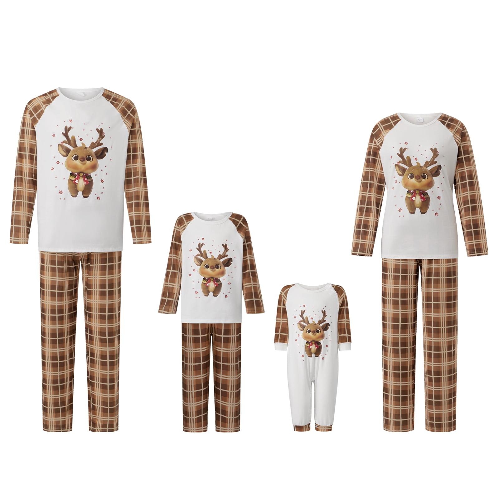 Burkashear Family Matching Christmas Pajamas Set Plaid and Reindeer ...