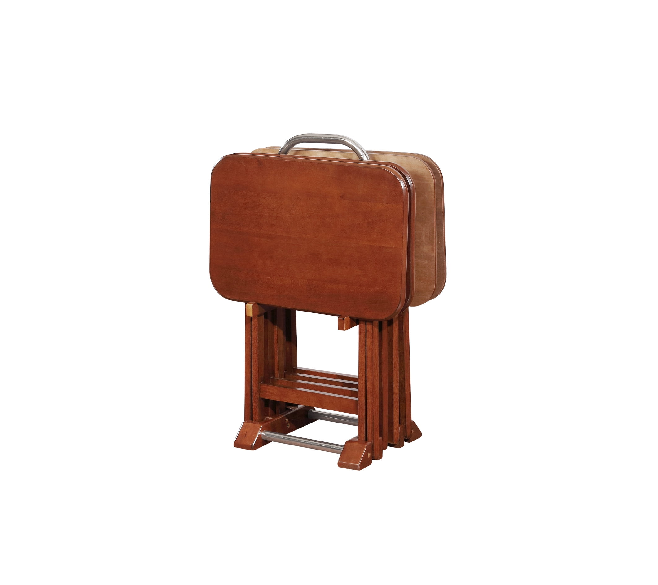 Free Shipping! Burke 5-Piece Wooden Folding Tray Table Set with Stand ...