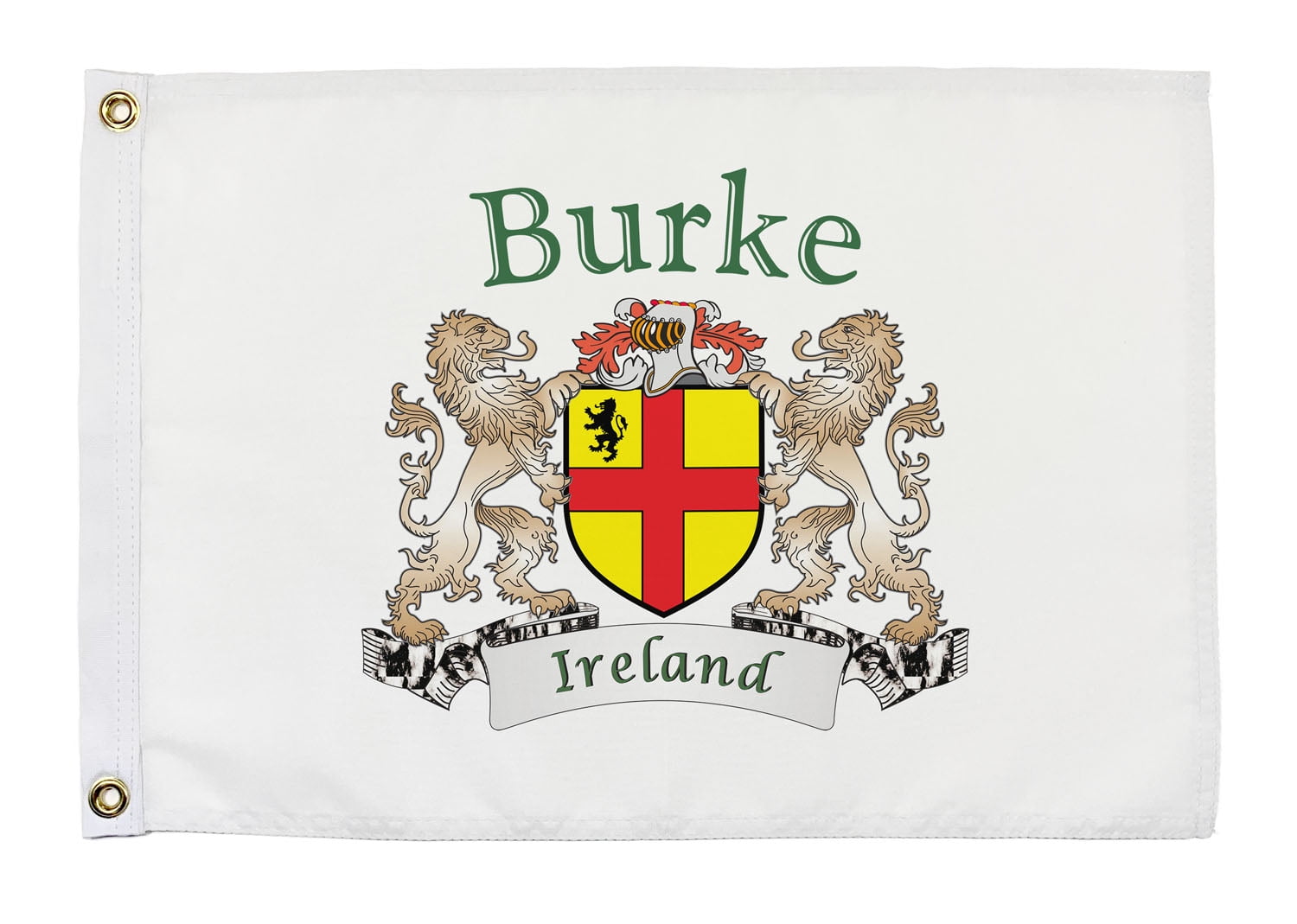 Burke Irish Coat of Arms Small White Flag - 16"x10.5" inches - Walmart.com