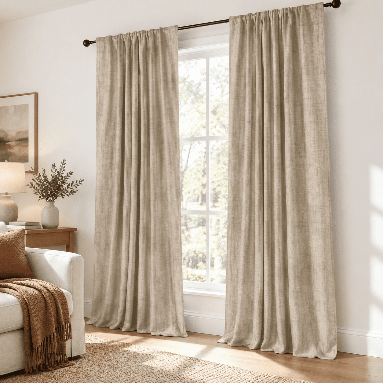 Burl | Oatmeal Linen Textured Total Blackout Curtains, 50