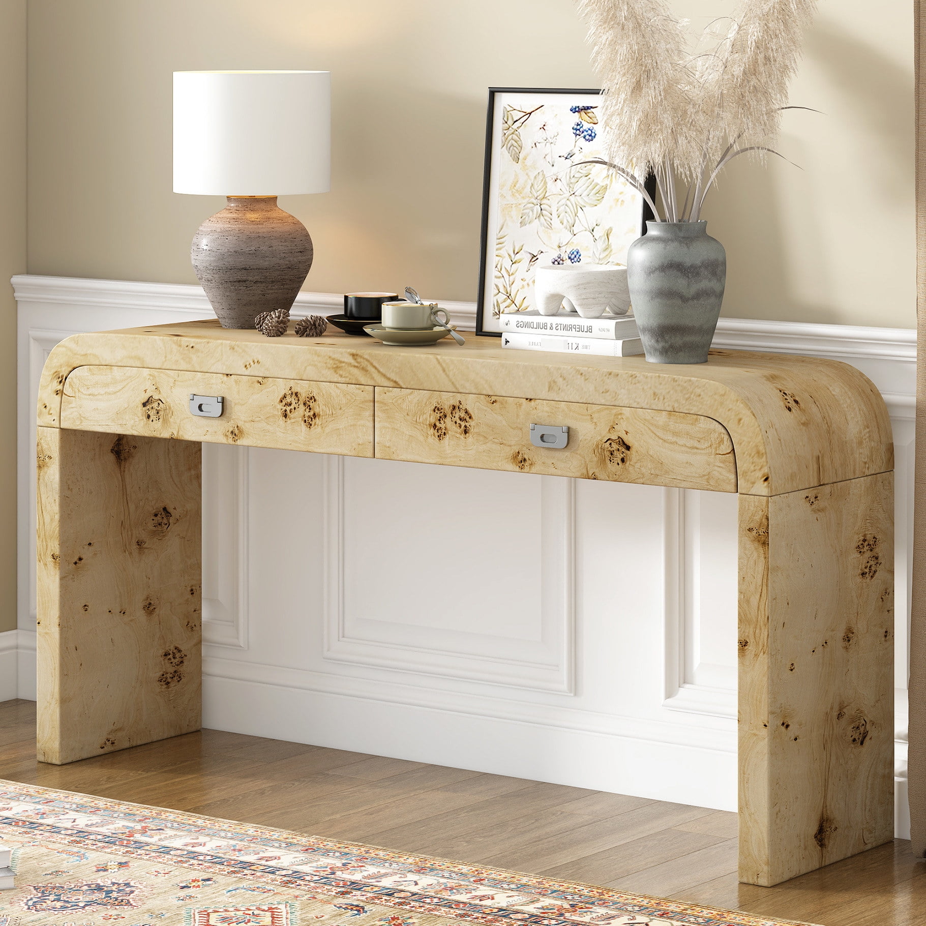 Burl Wood Veneer Hallway Table for Different Interior Styles and Easy ...