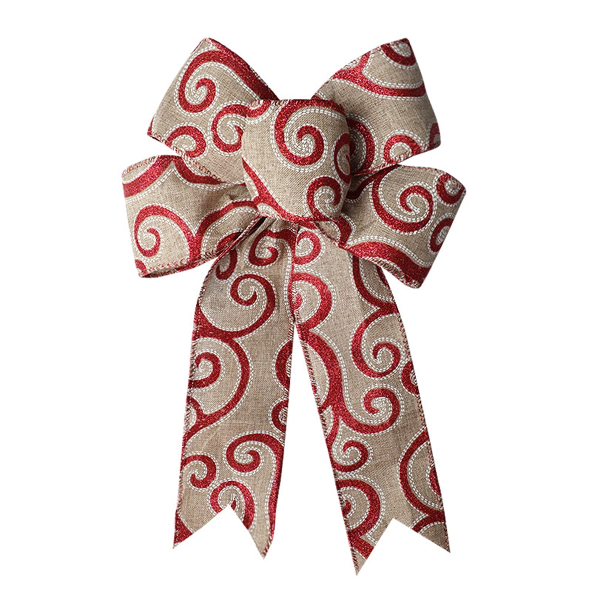 Burlap Bows Decorative Christmas Bows Knot Ornament Bows Large Linen ...