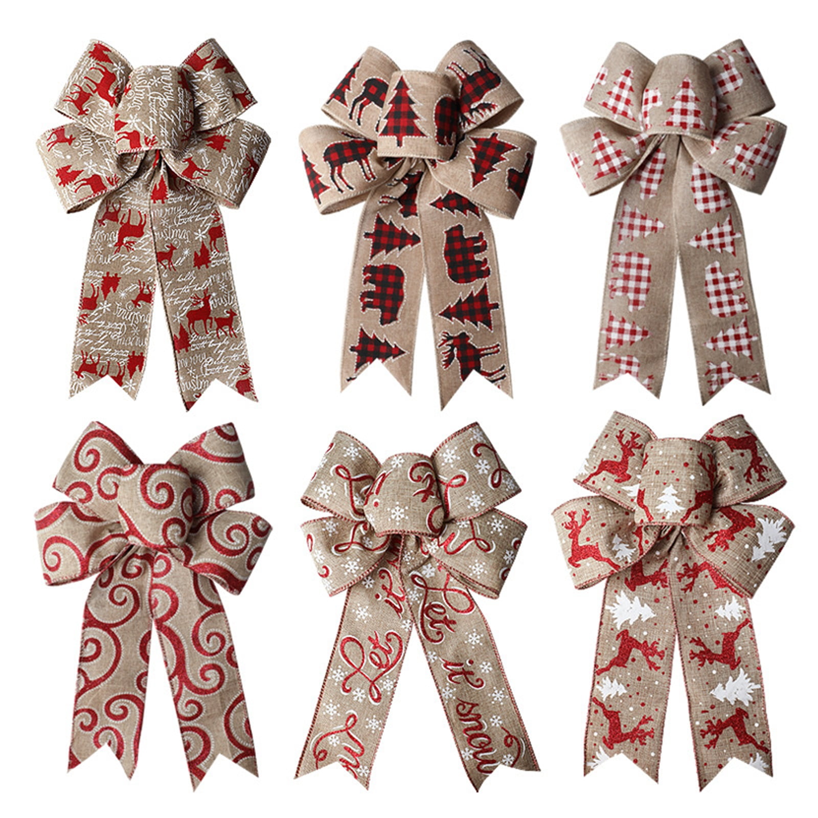 Burlap Bows Decorative Christmas Bows Knot Ornament Bows Large Linen ...