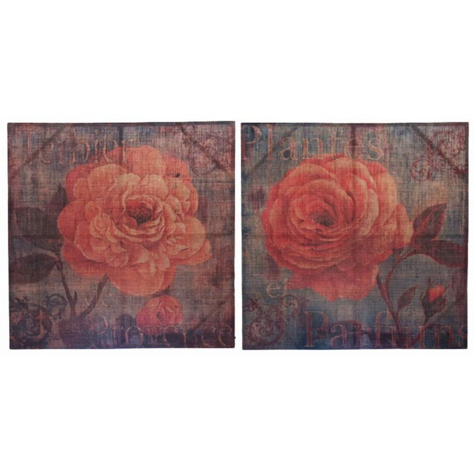 Burlap Canvas Rose Wall Decor in Multicolour set of 2 - Walmart.com