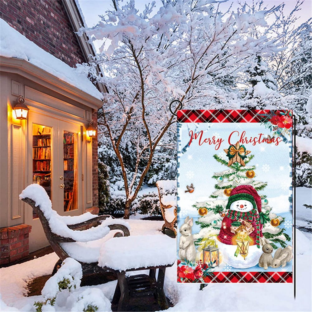 Burlap Christmas Garden Flag - 12x18 Inch, Double Sided Garden Flag ...