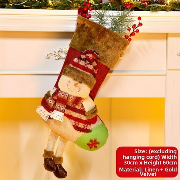 Burlap Christmas Stockings Hanging Legs Santa Snowman Elk Socks Candy ...
