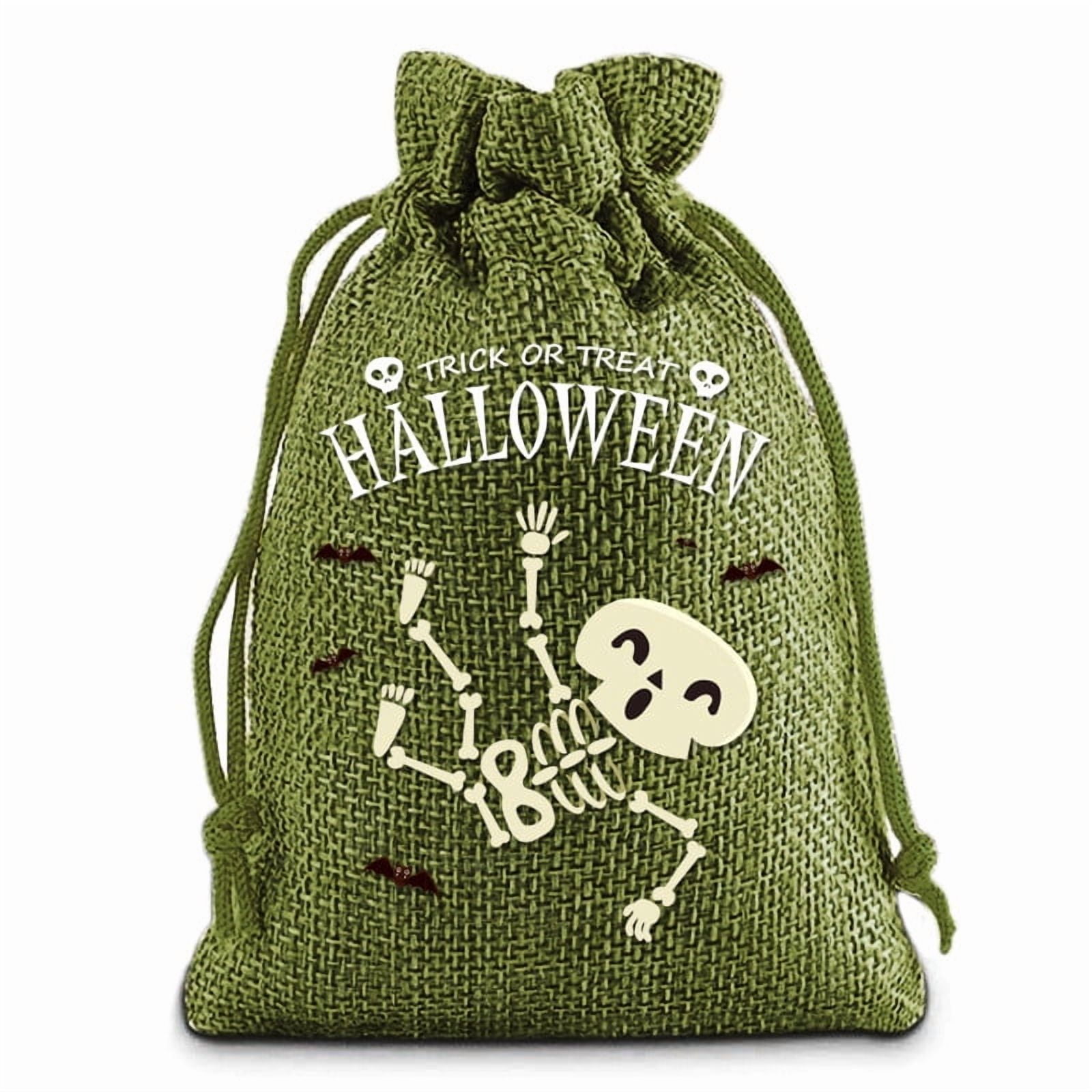 Burlap Drawstring Gift Bags, Trick or Treat Candy Pouches for Halloween ...