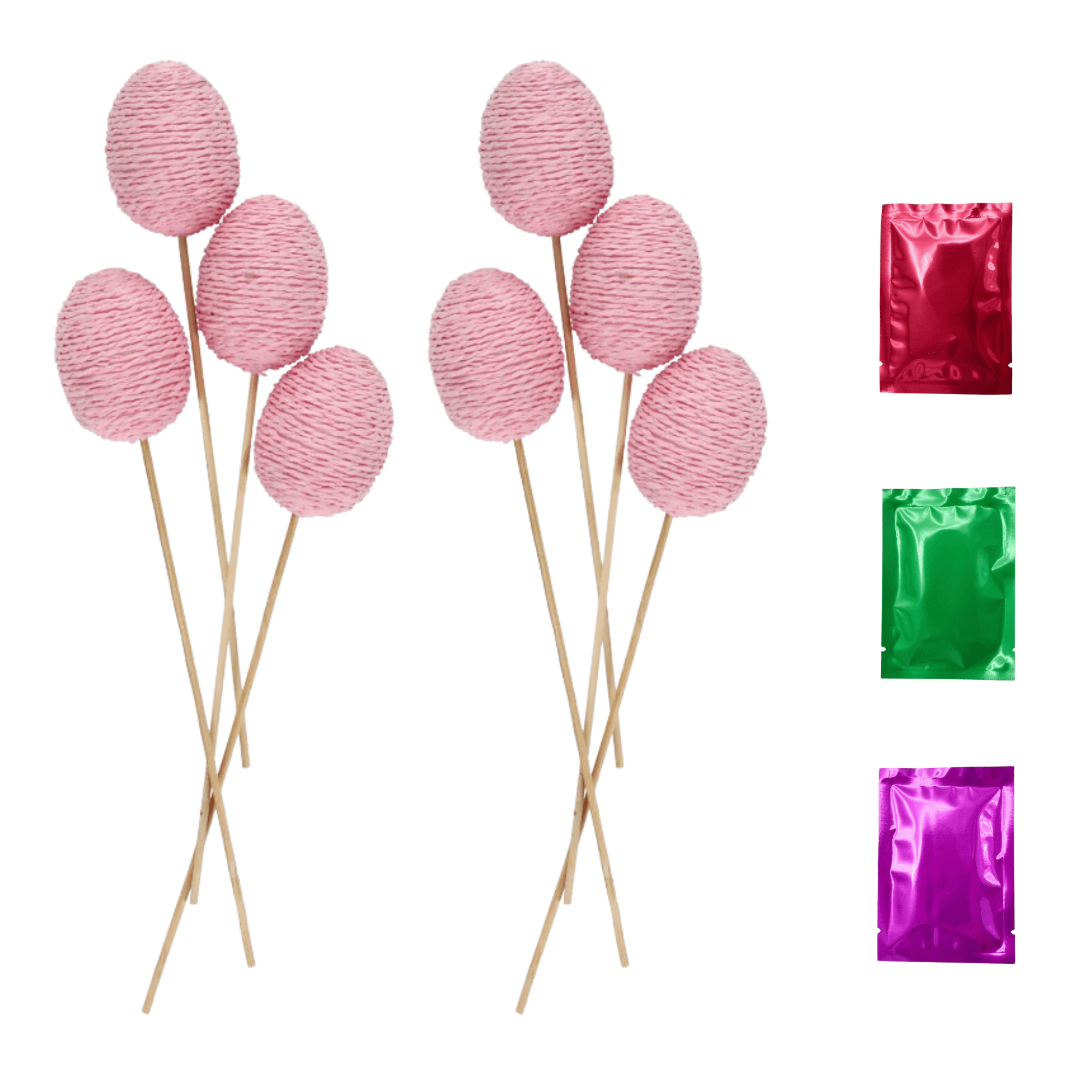 Burlap Easter Egg Picks 8Pcs Sticks Pink Pastel Colors Easter Egg Stems ...