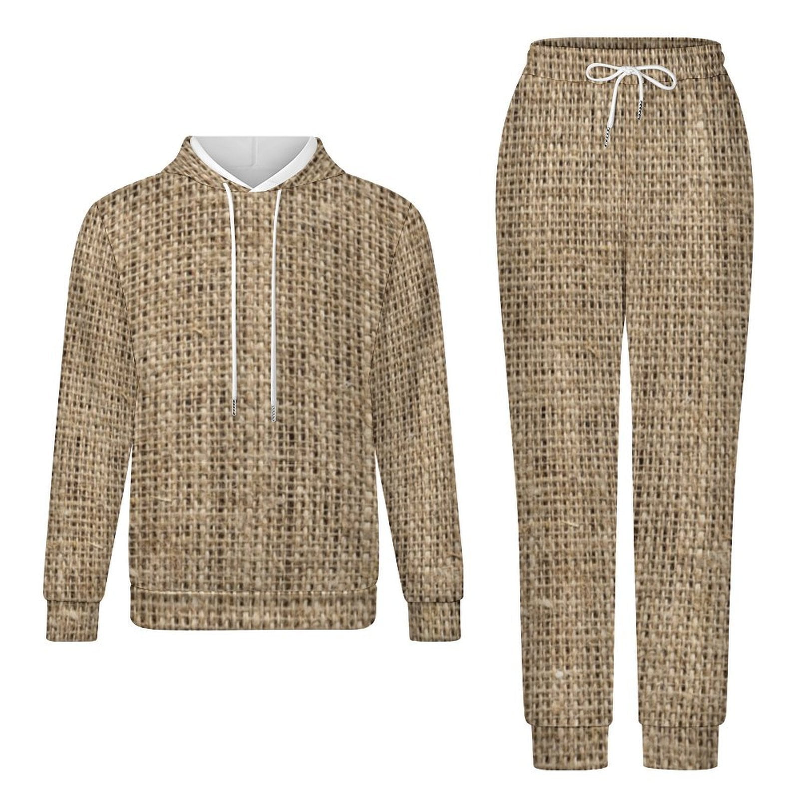 Burlap Fabric Texture Hoodie Pant Suits Men Women Hooded Sweatshirts ...