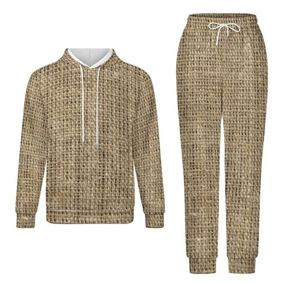 Burlap Fabric Texture Hoodie + Pants Suit Cool Men/Women 2 Pcs ...