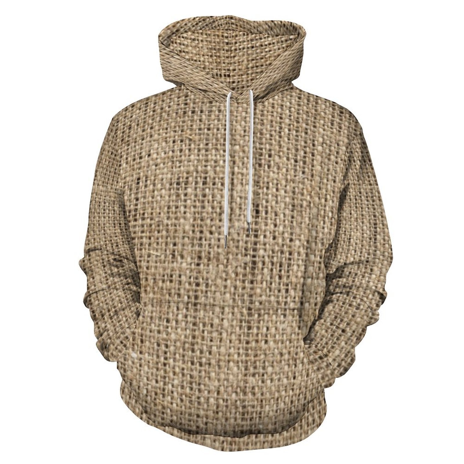Burlap Fabric Texture Men's Women Vintage 3D Hooded Sweatshirt - All ...