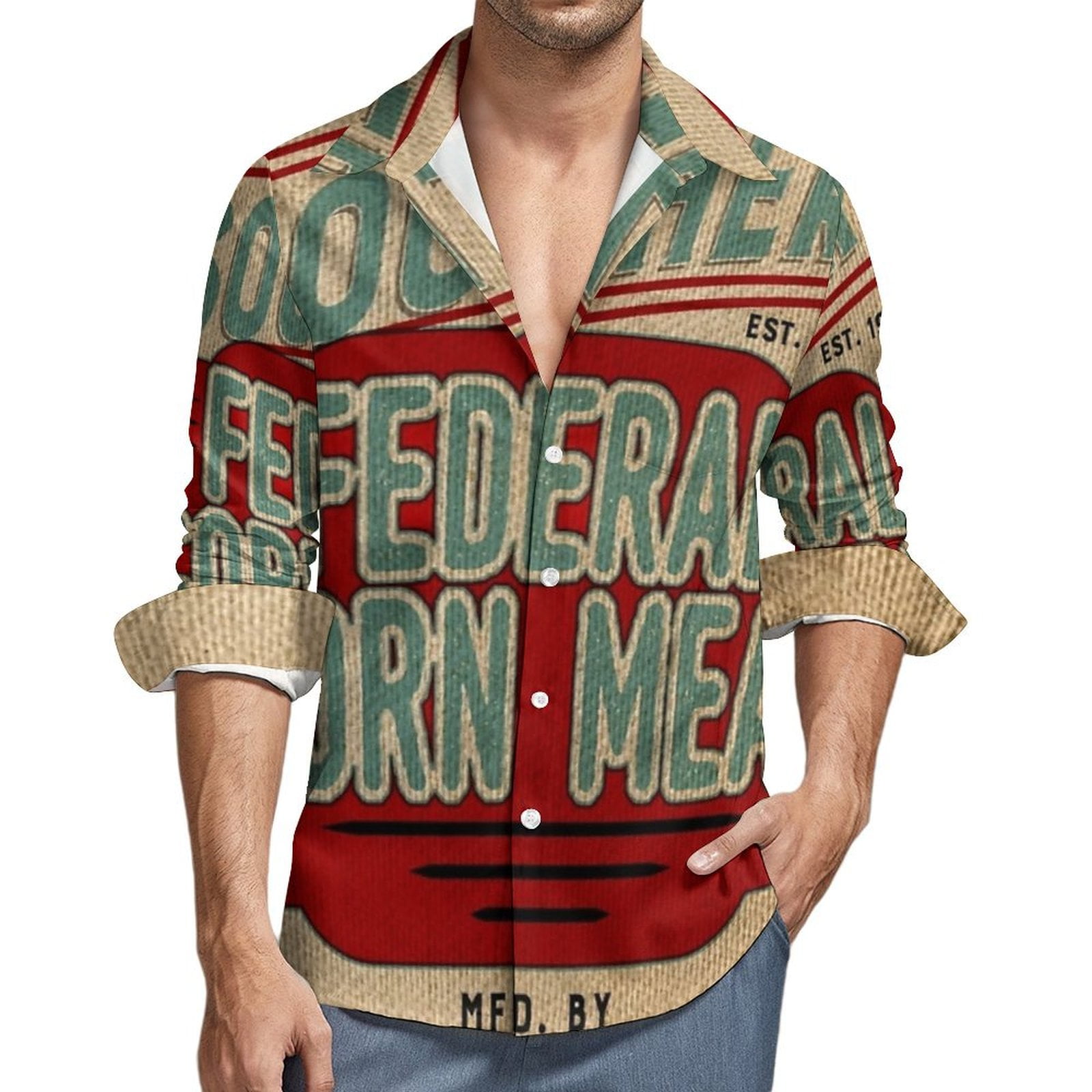 Burlap Grain Sack Feed Sack Vintage Style Graphics Hawaiian Shirt for ...